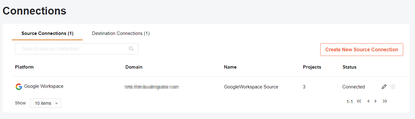 Create New Source Connection – CloudM